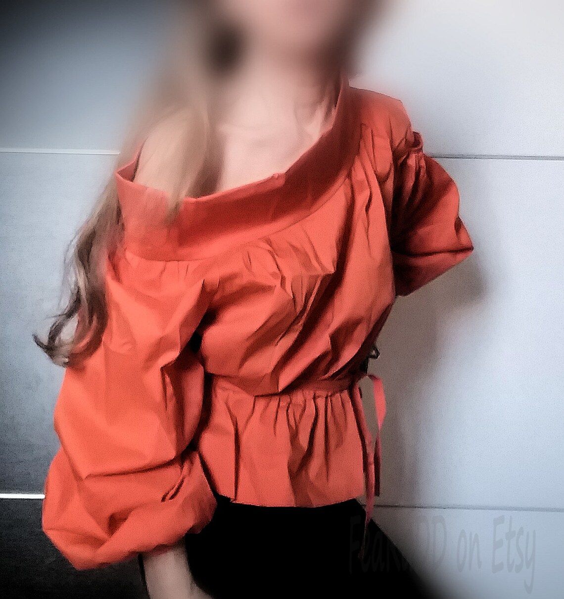 Orange Blousewomen S Tops Blouses off Shoulder Long Puffy - Etsy