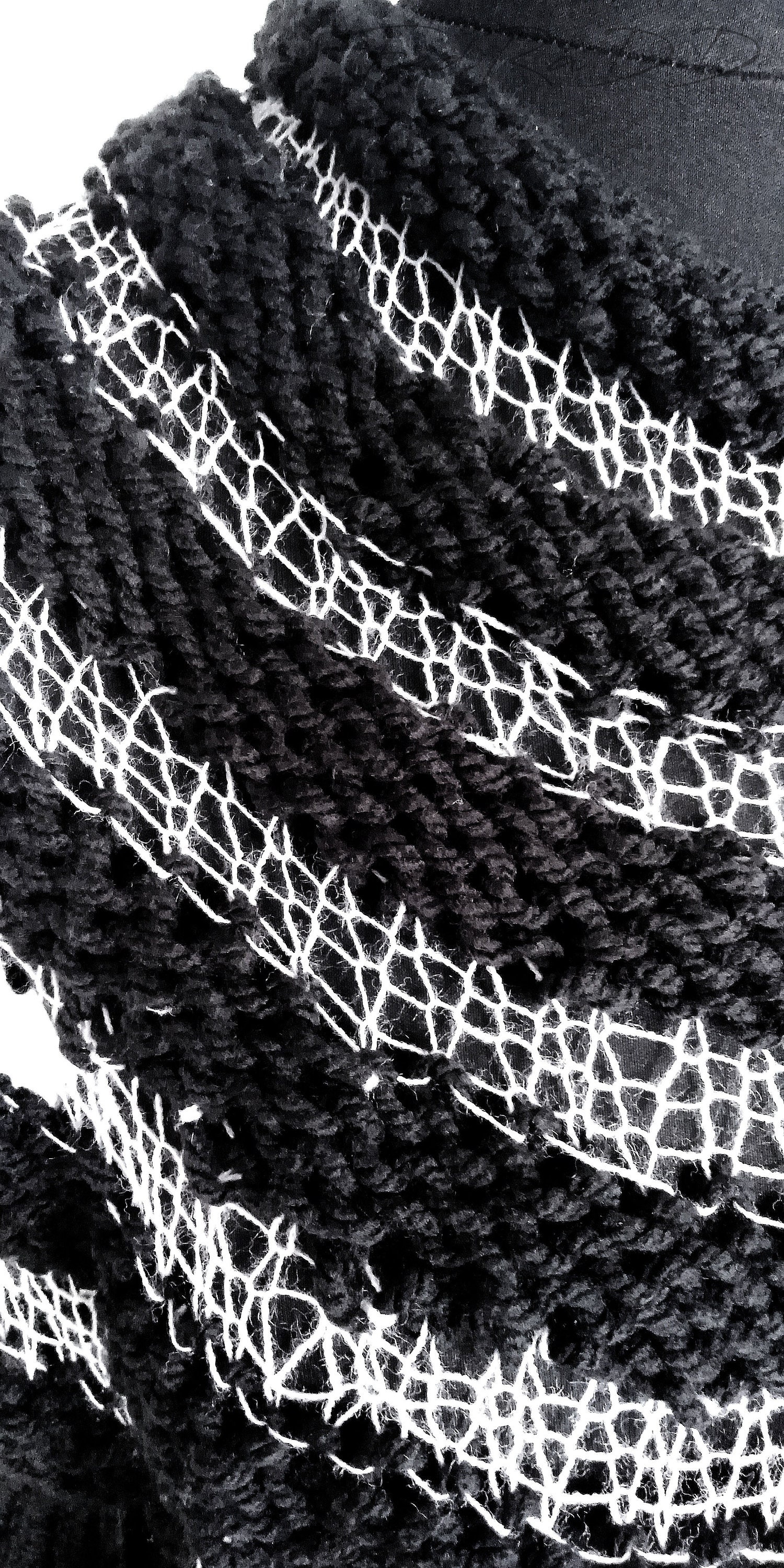 Women S Black Sweater Hand Knit Tunic in Black and - Etsy