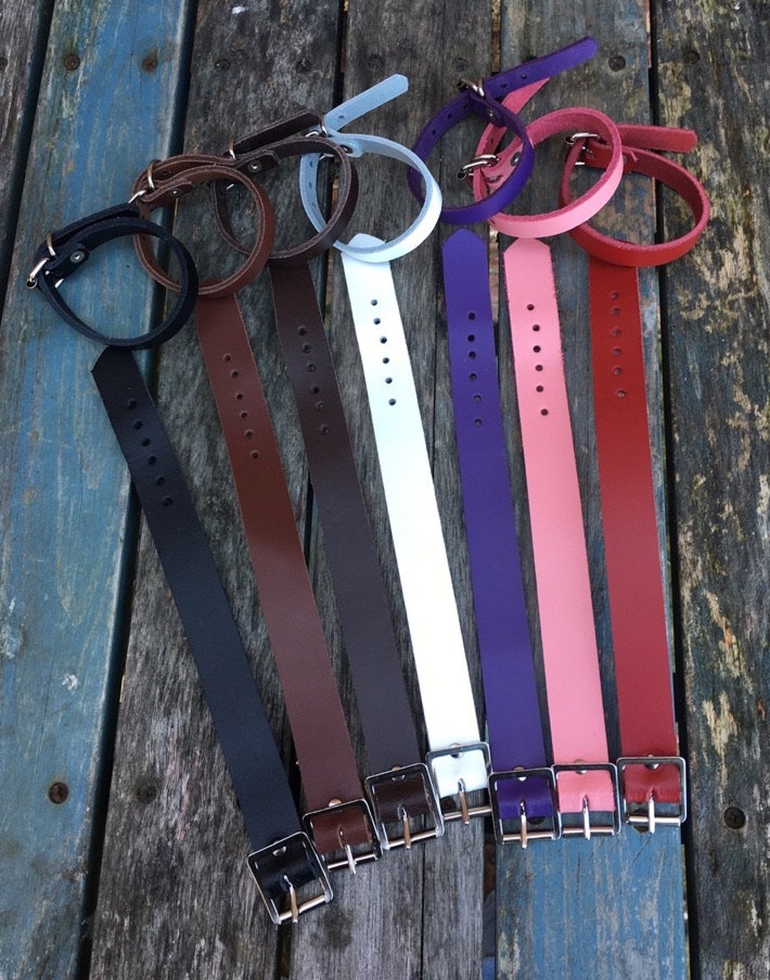 Real Leather Plain Bracelet Strap 10mm or 19mm Widths Choice of Colours ...
