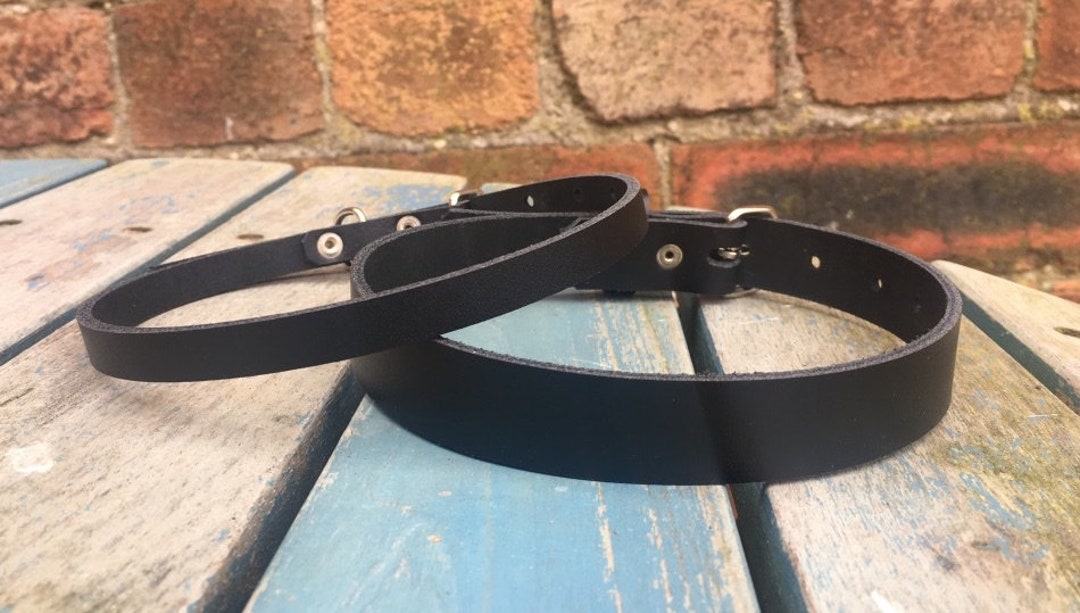 Real Leather Plain Choker Necklace Choice of Colours and Width 10mm or ...