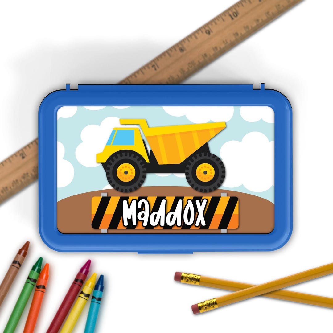 Personalized Pencil Box for School Kids; Dump Truck Pencil Box for Boys ...