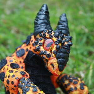 Pair of Poseable Art Doll, Volcanic Dragons, Textile Sculpture, Fantasy ...