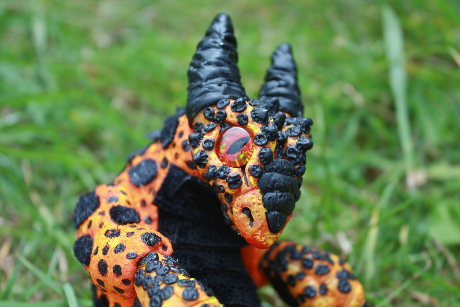 Pair of Poseable Art Doll, Volcanic Dragons, Textile Sculpture, Fantasy ...