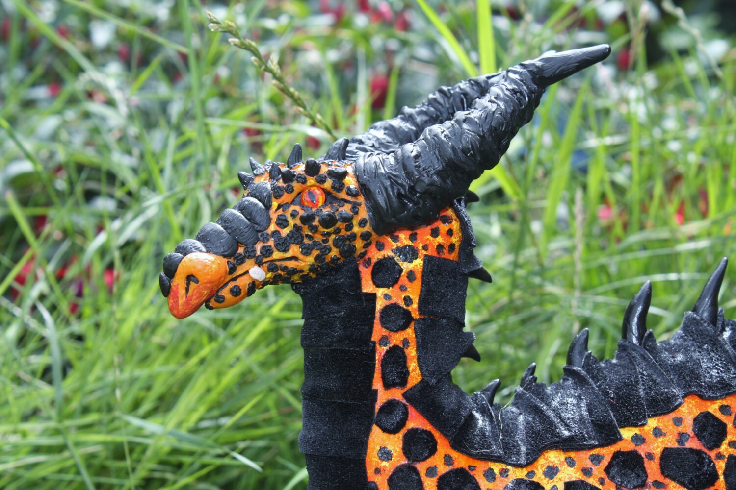 Pair of Poseable Art Doll, Volcanic Dragons, Textile Sculpture, Fantasy ...