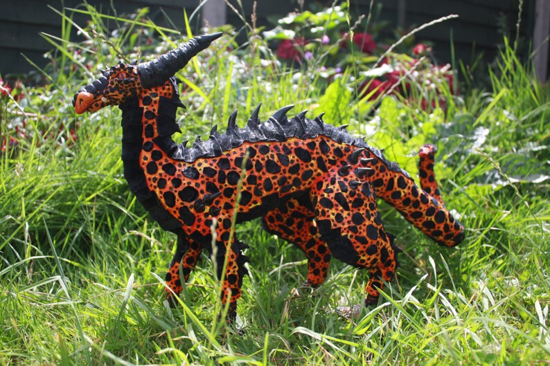 Pair of Poseable Art Doll, Volcanic Dragons, Textile Sculpture, Fantasy ...