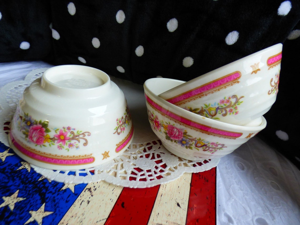 Vintage Shunta Melamine Ware 3 Piece Bowls No. 2023 Pink Rose | Etsy