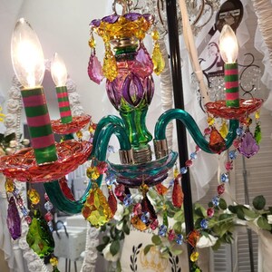 Bohemian Crystal Gypsy-gem Hand-colored Upcycled Chandelier One of a ...