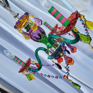 Bohemian Crystal Gypsy-gem Hand-colored Upcycled Chandelier One of a ...