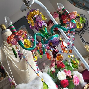 Bohemian Crystal Gypsy-gem Hand-colored Upcycled Chandelier One of a ...