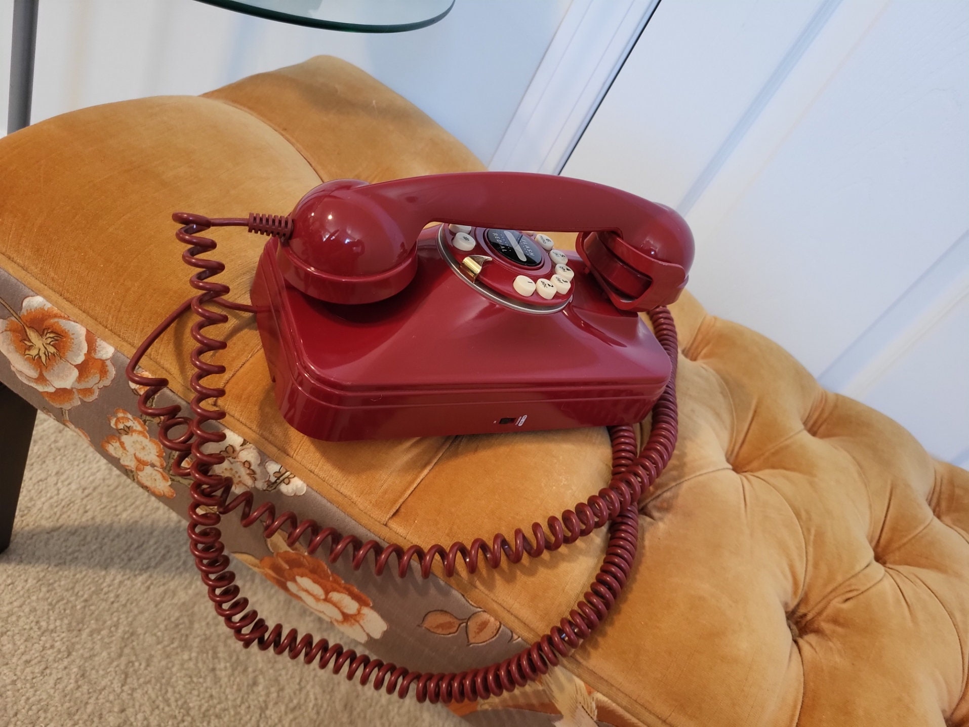 Retro Pottery Barn Red Color Grand Wall Mount Phone Push-button Rotary ...