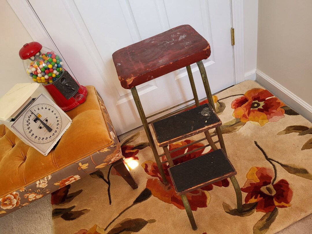 Rare Mid-century Period Kitchen Step Stool Vintage Farmhouse Ladder ...