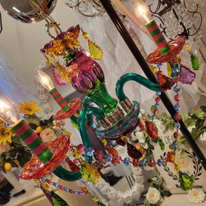 Bohemian Crystal Gypsy-gem Hand-colored Upcycled Chandelier One of a ...