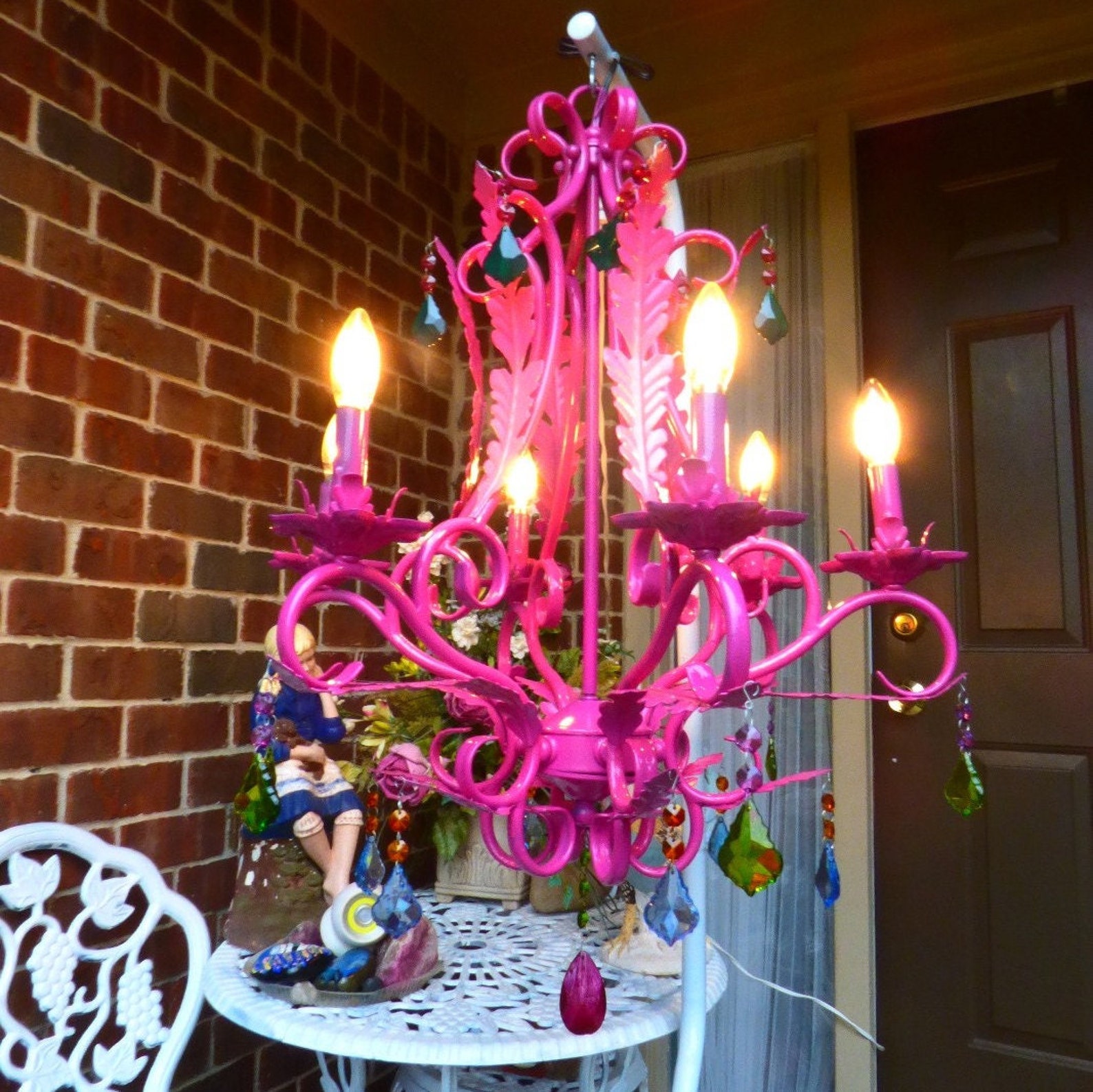 Upcycled Paris Pink Luminaire Six-arms Chandelier Makeover With Hand ...