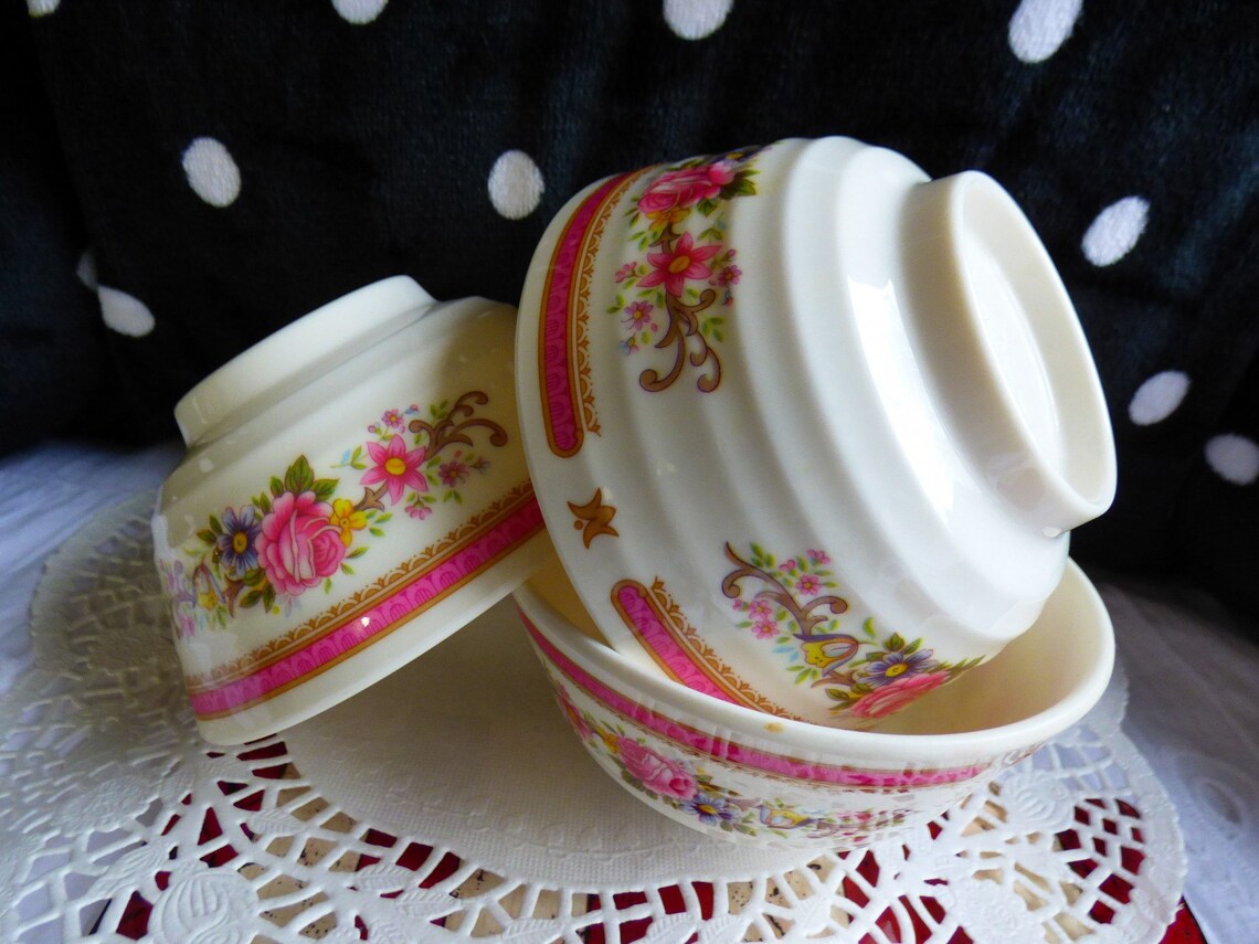 Vintage Shunta Melamine Ware 3 Piece Bowls No. 2023 Pink Rose - Etsy
