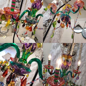 Bohemian Crystal Gypsy-gem Hand-colored Upcycled Chandelier One of a ...
