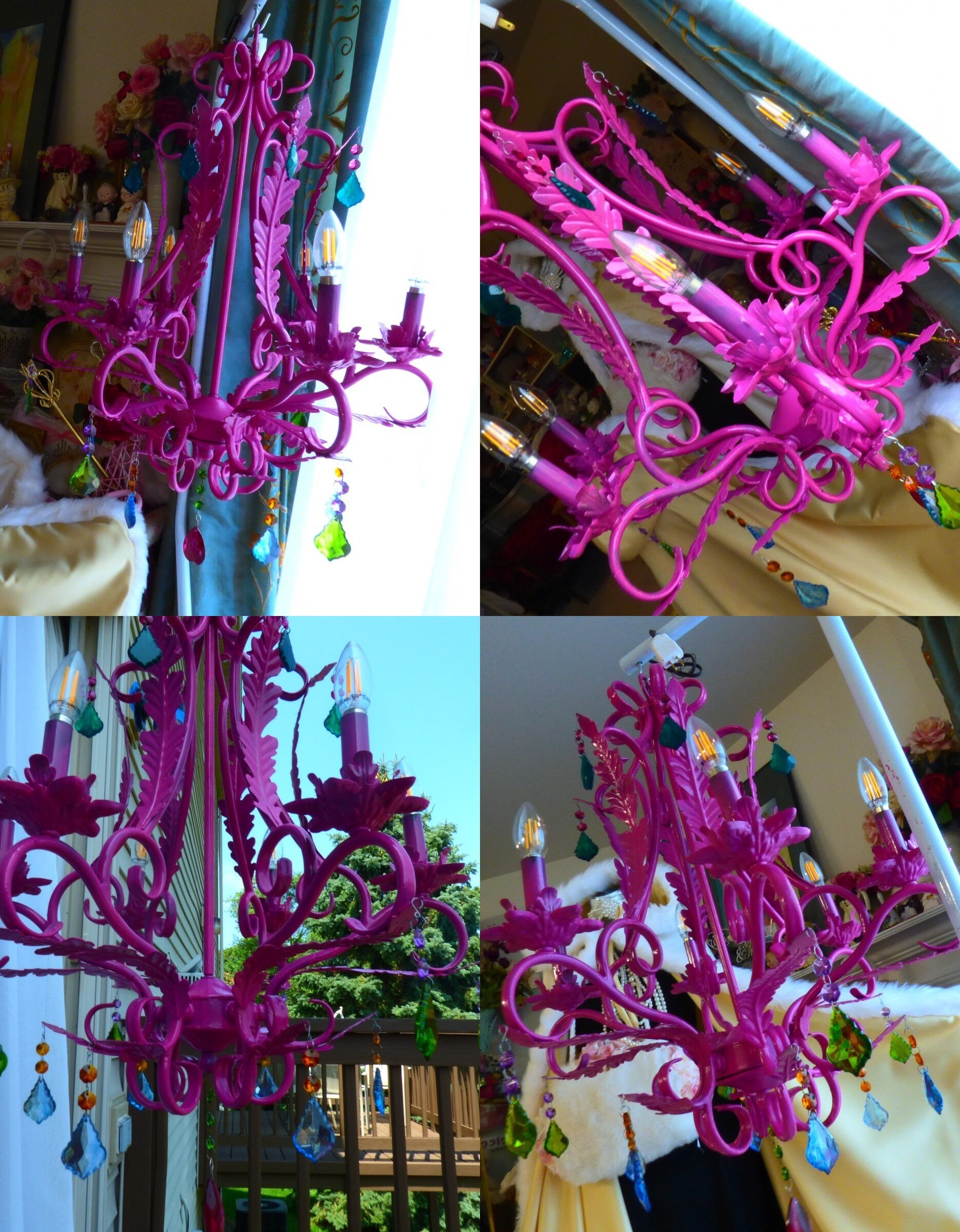 Upcycled Paris Pink Luminaire Six-arms Chandelier Makeover With Hand ...