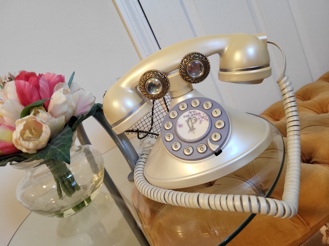 Art Deco Retro Princess-rotary Style Pearlized-white Cradle-phone ...