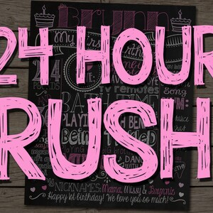 24 HOUR RUSH Add on to Chalkboard Birthday Poster, Invites, Etc. - Etsy