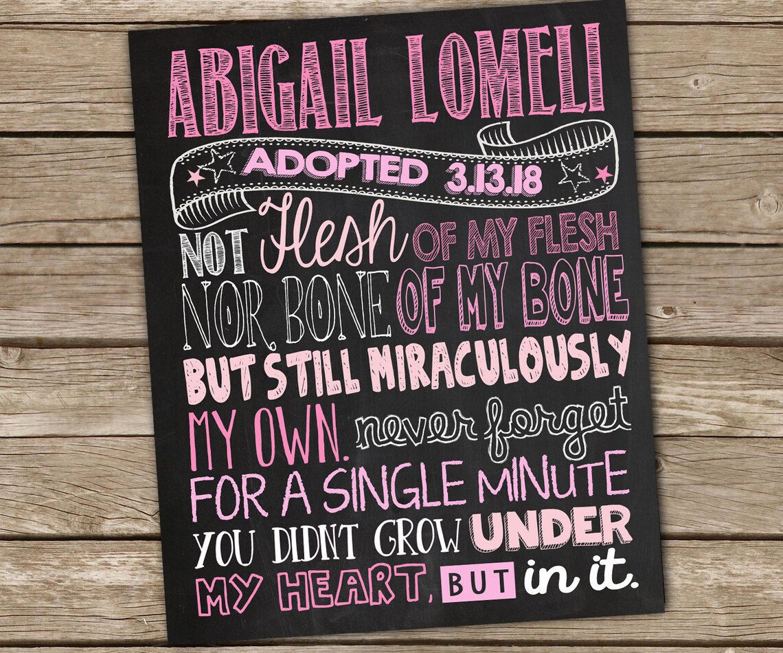 Printable Adoption Announcement Sign Digital File Chalkboard - Etsy