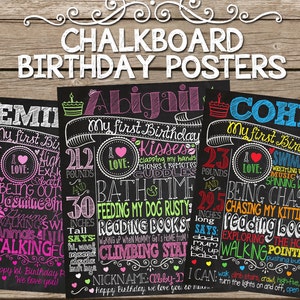Chalkboard Birthday Sign Customized Birthday Chalkboard Poster Sign ...