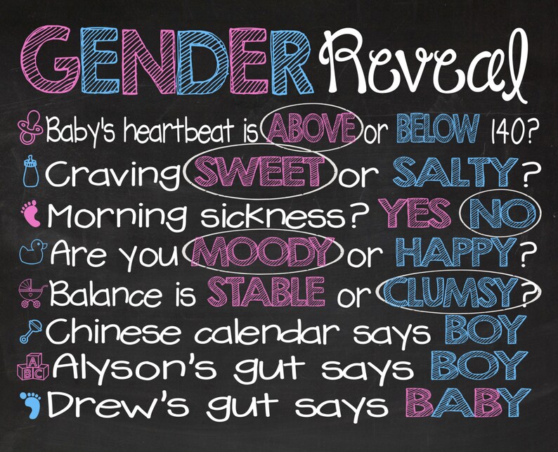 Gender Reveal Party Chalkboard Old Wive's Tales Gender - Etsy