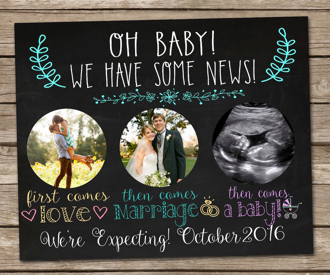 Chalkboard Pregnancy Announcement Sign: Ultrasound Photo Prop (digital ...