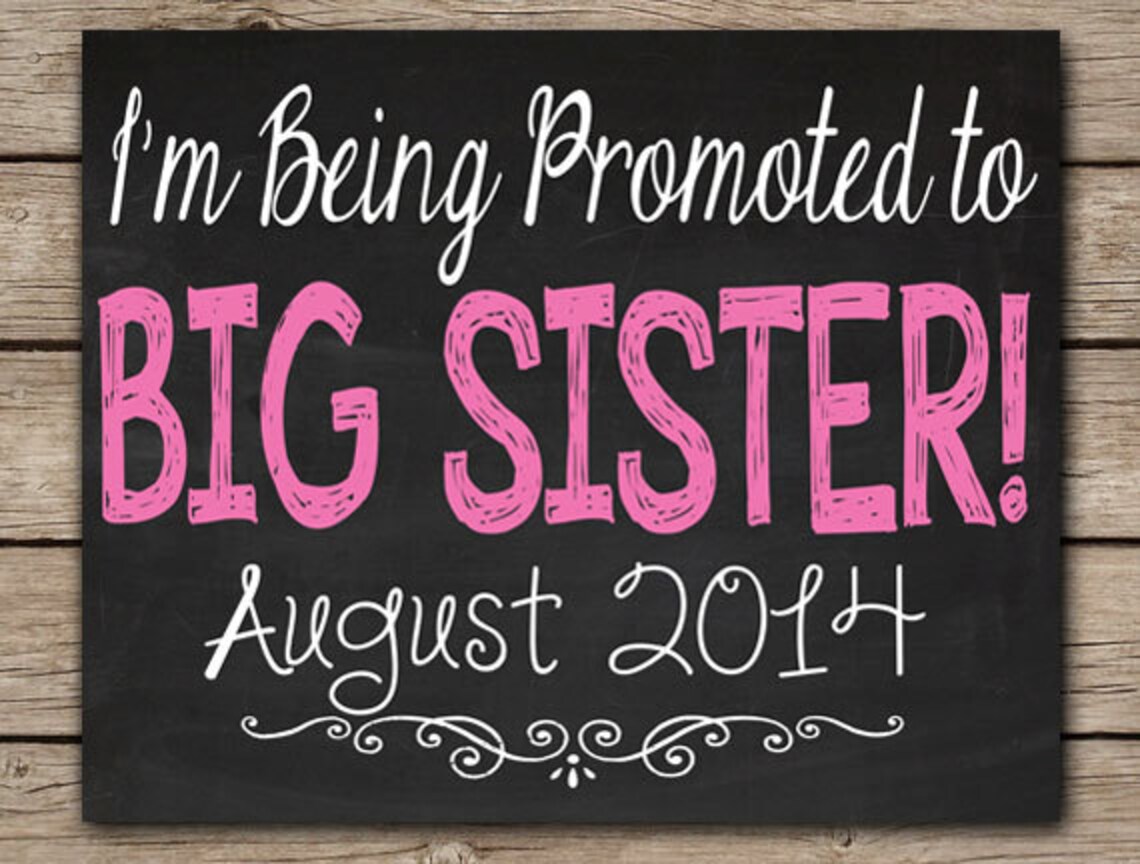 Promoted to Big Sister Chalkboard Sign Custom Printable File - Etsy