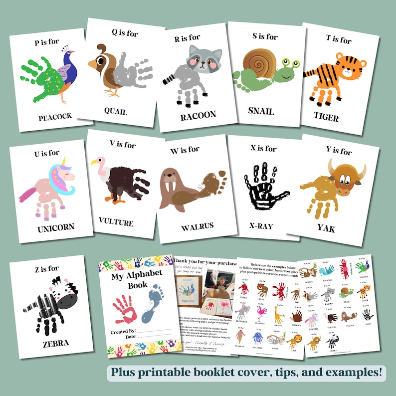 ABC A-Z Alphabet Handprint Craft / Phonic Memory Book / Hand ...