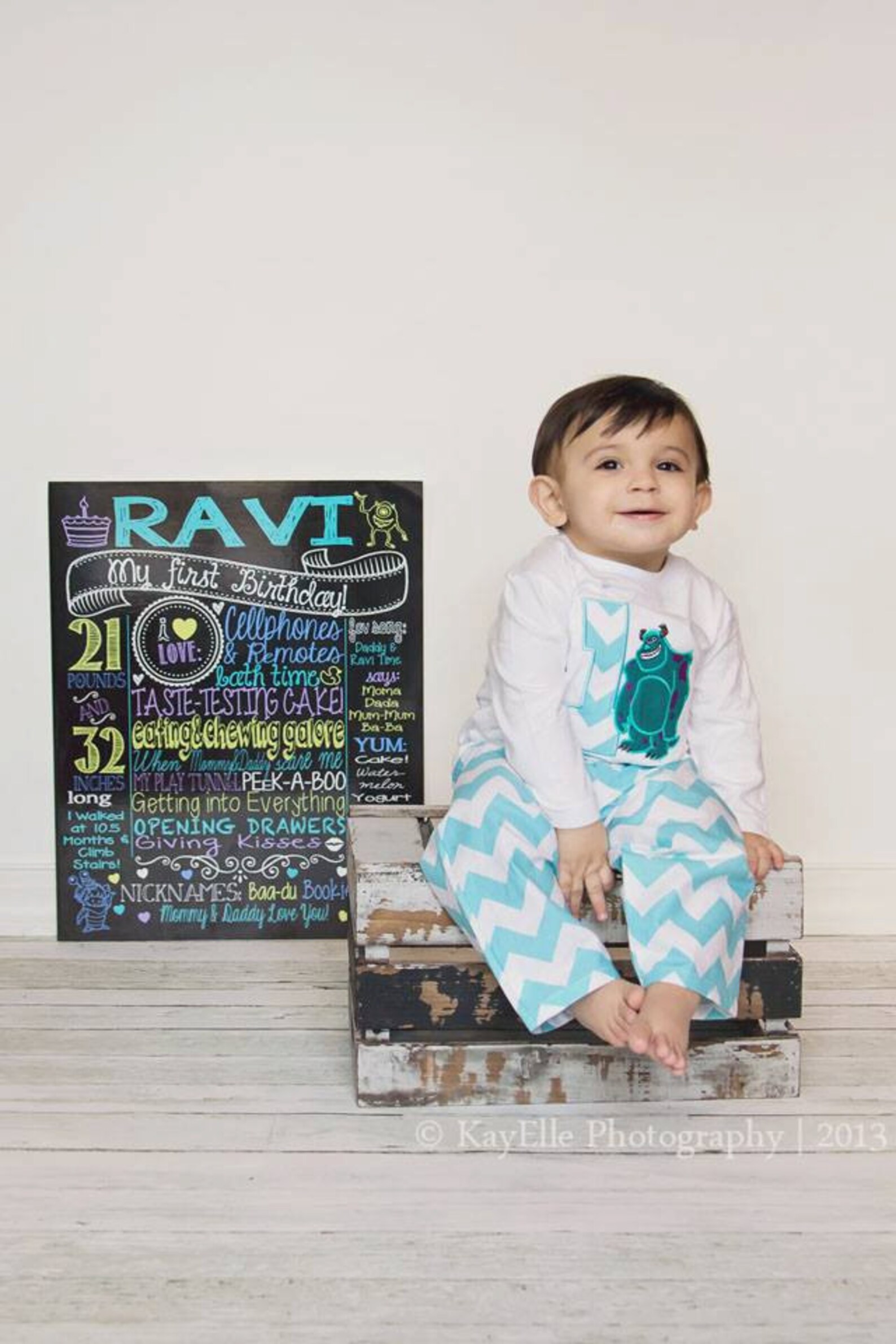 MONSTERS, INC Chalkboard Birthday Sign for First Birthday Party or ...