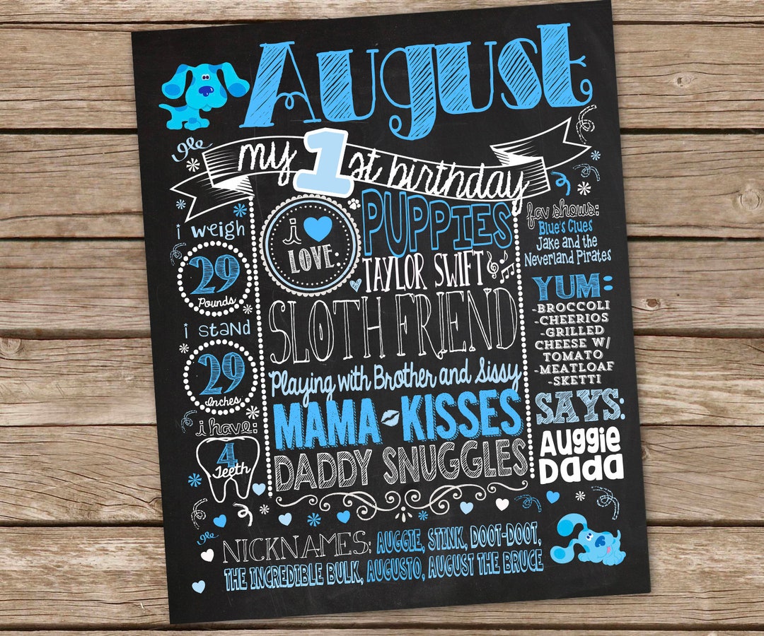 Blue's Clues First Birthday Chalkboard Poster - Printable/digital File ...