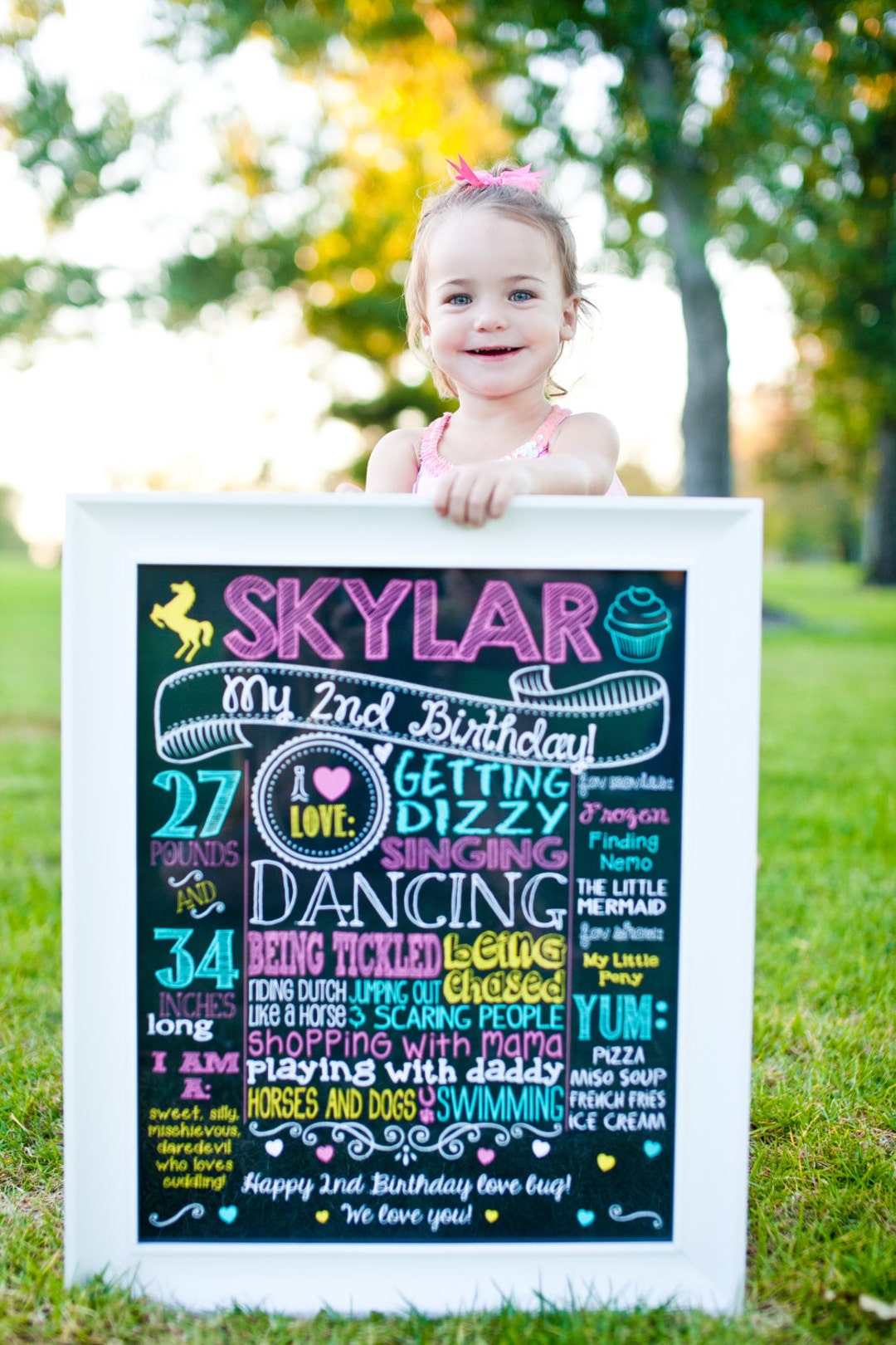 2nd Birthday Chalkboard Poster Sign for Second Birthday Party ...