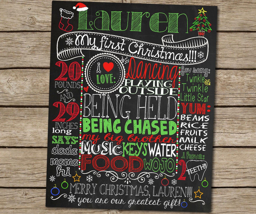 My 1st Christmas Chalkboard Sign for First Christmas OR Christmas ...