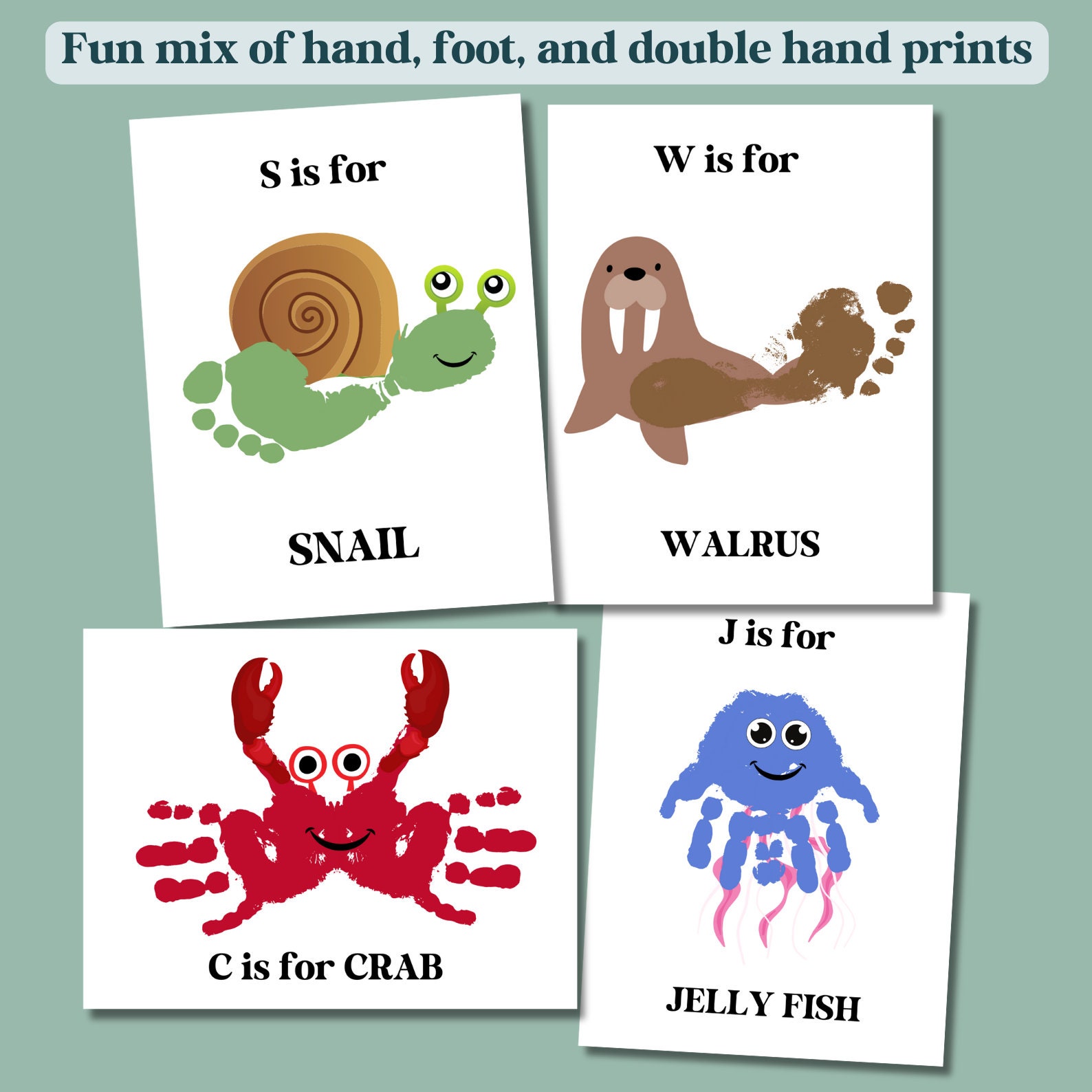 ABC A-Z Alphabet Handprint Craft / Phonic Memory Book / Hand ...