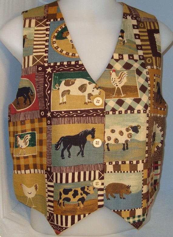 Handcrafted Fully-lined Farm Animal Theme Vest With Suspender | Etsy