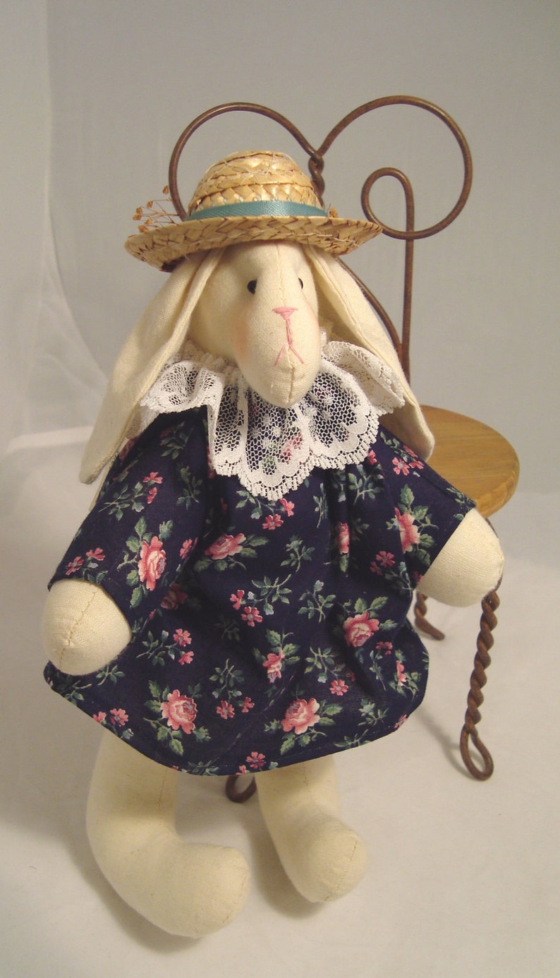 Handcrafted Jointed Muslin Bunny Rabbit Doll clara With Spring Straw ...
