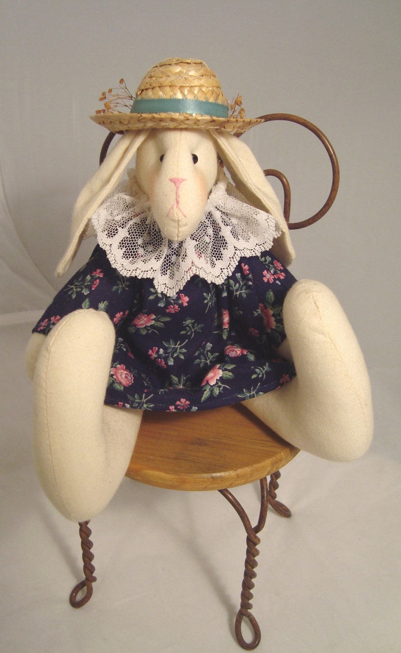 Handcrafted Jointed Muslin Bunny Rabbit Doll clara With Spring Straw ...