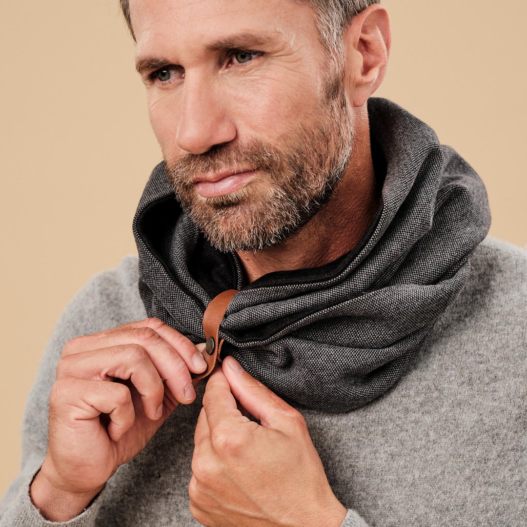 Elegant Double Loop Scarf, 100% Cotton Accessorized With a Leather Band ...