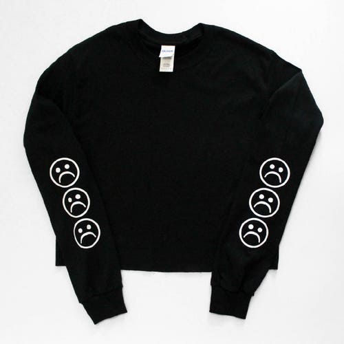 Sad Face Sleeve Sweatshirt - Etsy