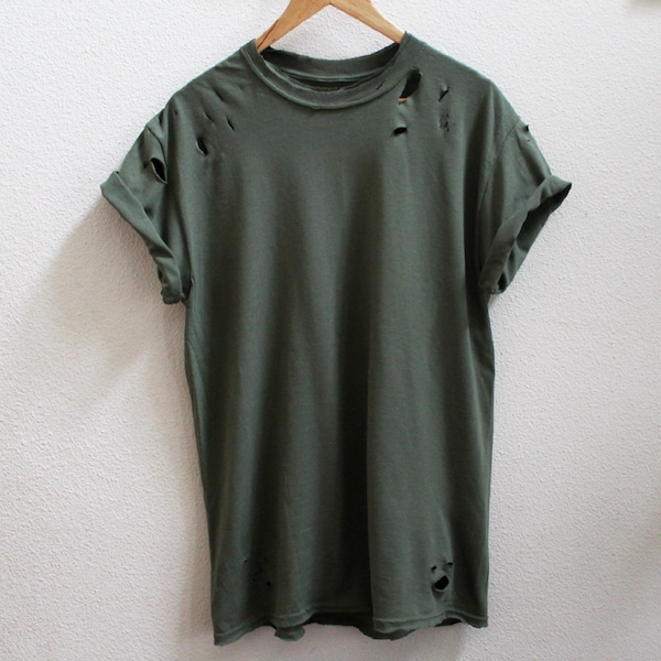 Distressed Ripped Tee Shirt - Etsy