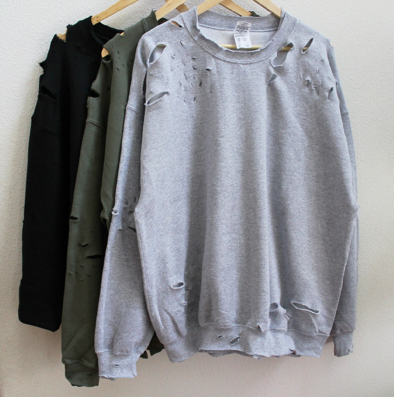 Gray Distressed Unisex Sweatshirt | Etsy