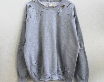 Gray Distressed Unisex Sweatshirt - Etsy