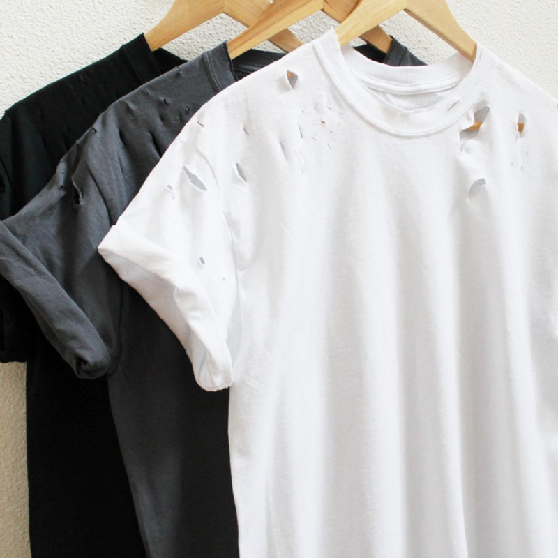 Distressed Ripped Tee Shirt - Etsy