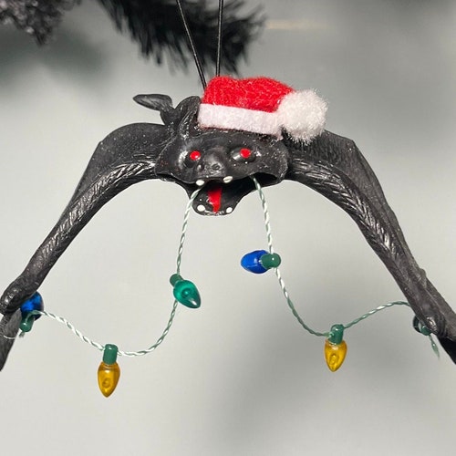 BAT CHRISTMAS ORNAMENT a Whimsical Cheerful Fellow With Lots | Etsy