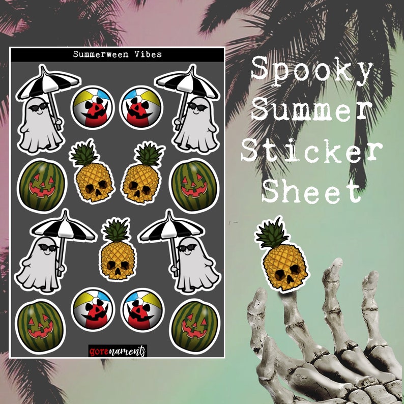 Summerween Vibes Spooky Summer Goth Sticker Sheet - Etsy