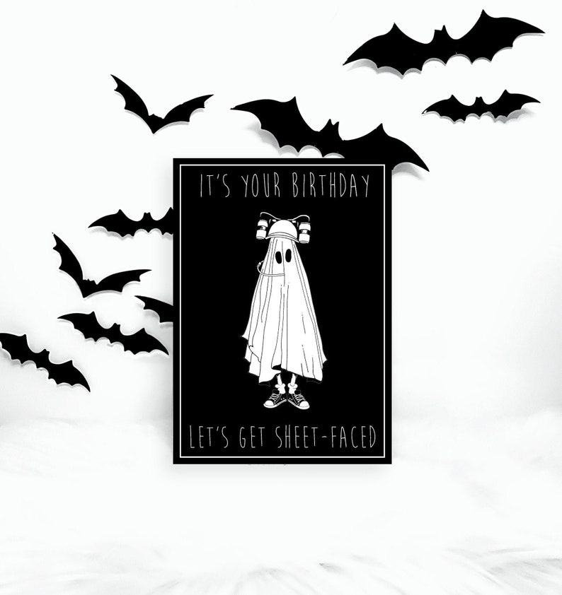 Ghost Paranormal Funny Spooky Gothic Halloween Birthday Card - Etsy