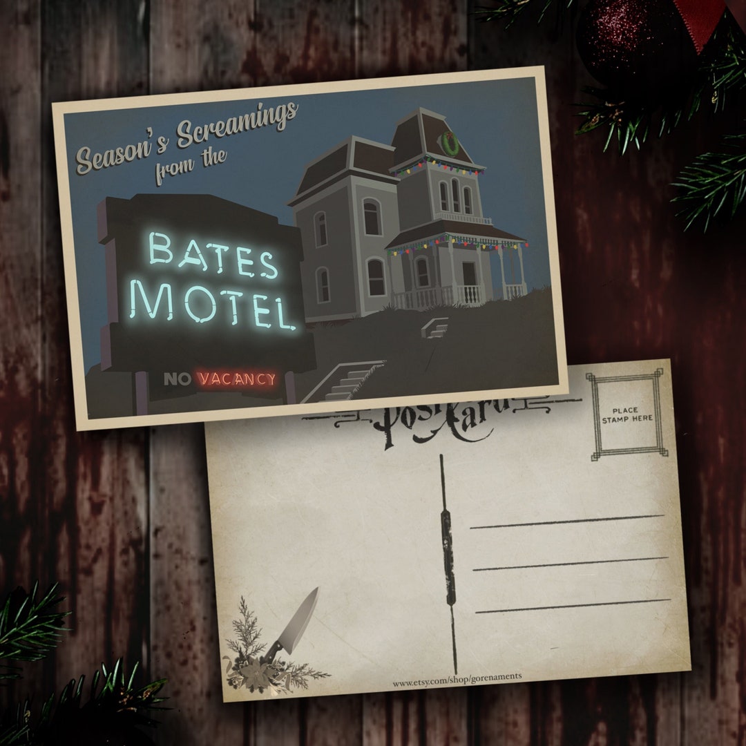 Set of 5 Bates Motel Horror Christmas Postcards - Etsy