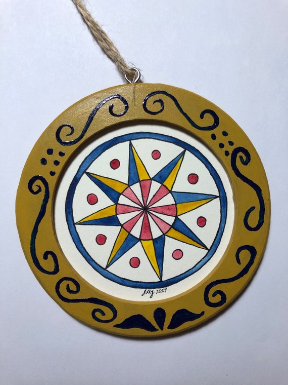 Fraktur Barn Star Hex Sign Folk Art Ornament | Etsy