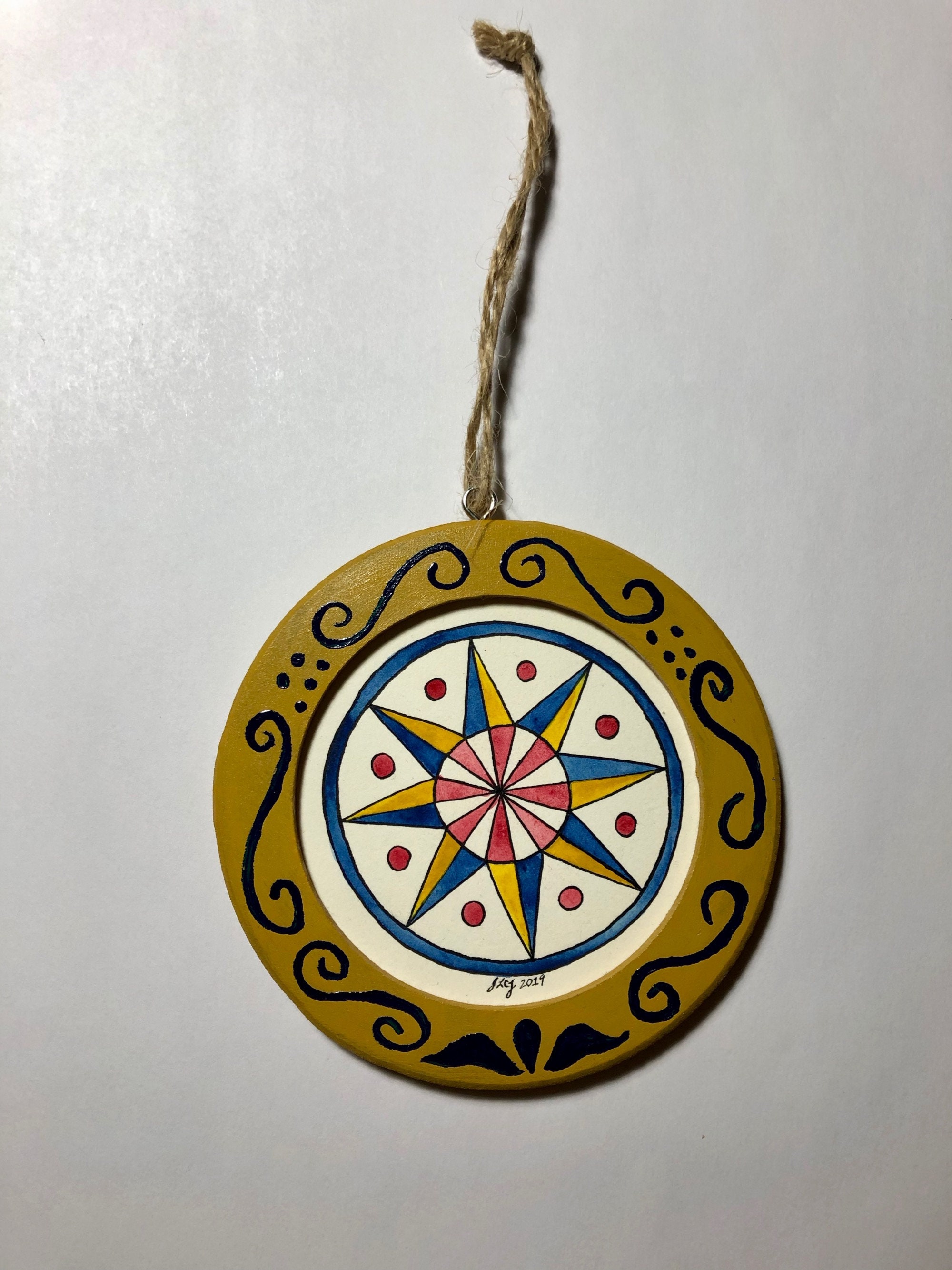 Fraktur Barn Star Hex Sign Folk Art Ornament - Etsy