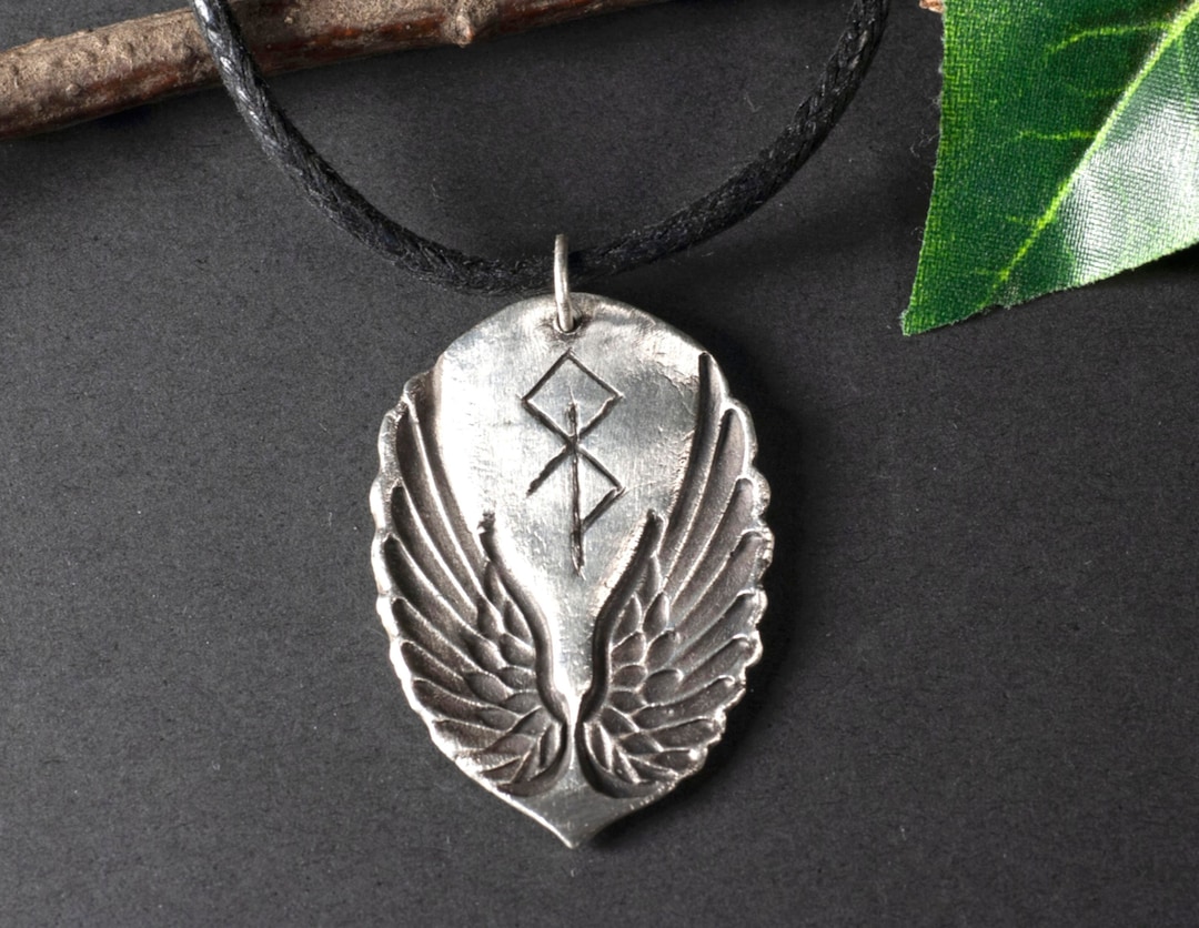 Rune Wing Pendant 925 Silver Bind Rune Viking Celtic Silver Act Lucky ...