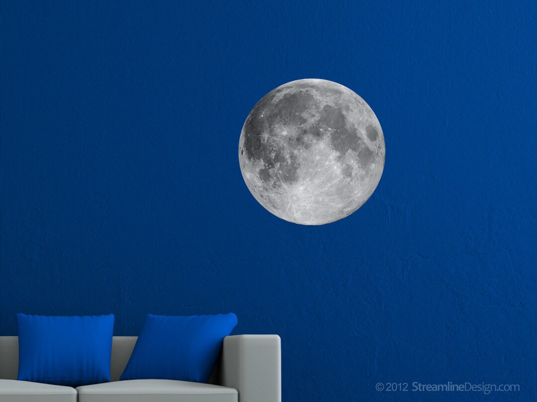 Large Full Moon High Resolution Print Wall Decal Lunar Nursery ...